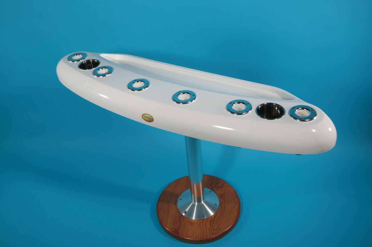 48" Pedestal Rocket Launcher with a recessed tray by Birdsall Marine Design